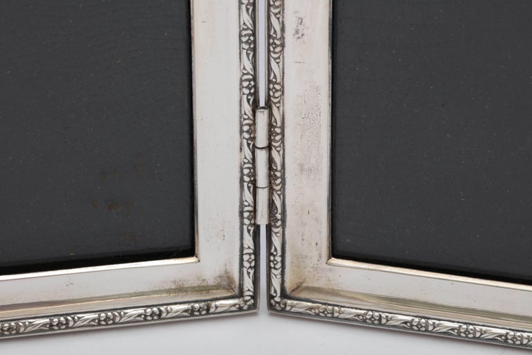 Art Deco Sterling Silver Hinged Double Picture Frame at 1stDibs