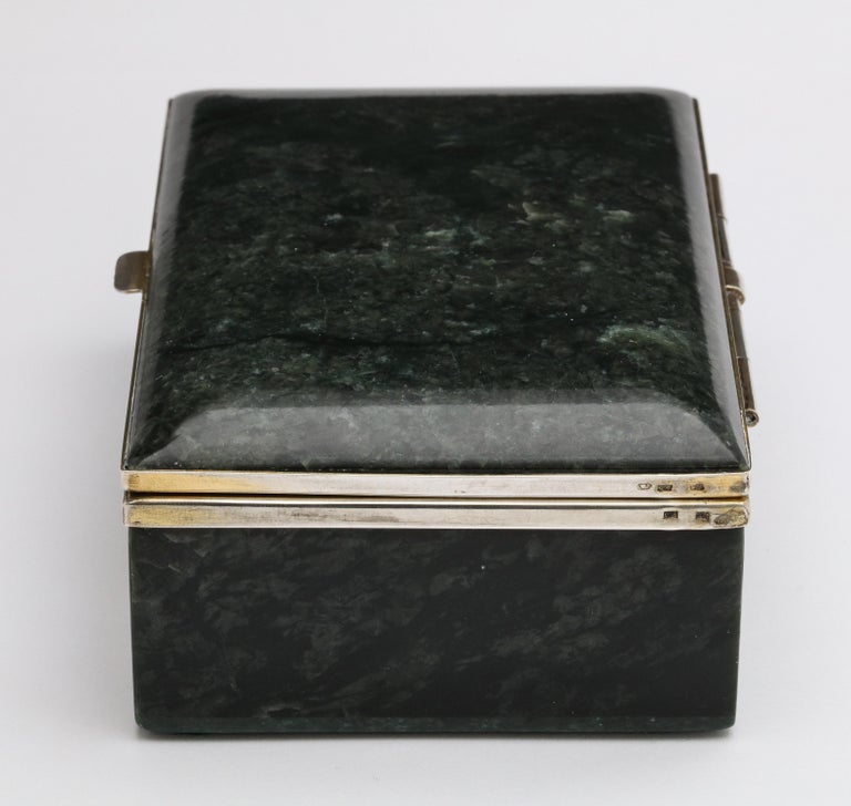 Art Deco Sterling Silver-Mounted Green Nephrite Jade Table Box with ...