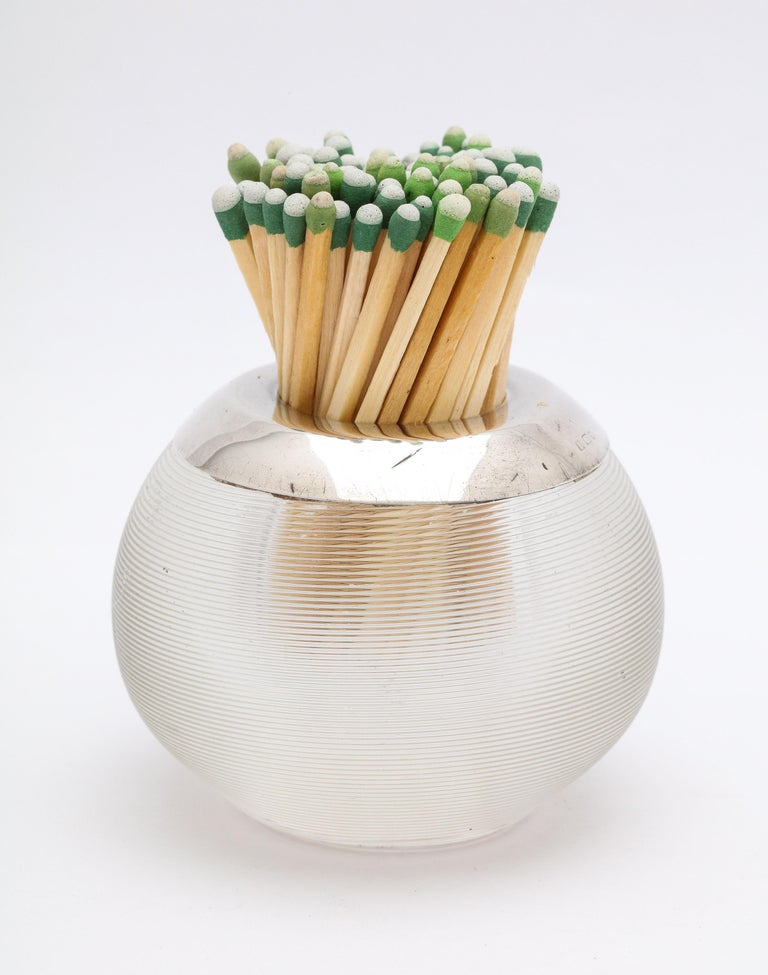 Art Deco, Sterling Silver-Mounted Threaded Crystal Match Striker For ...