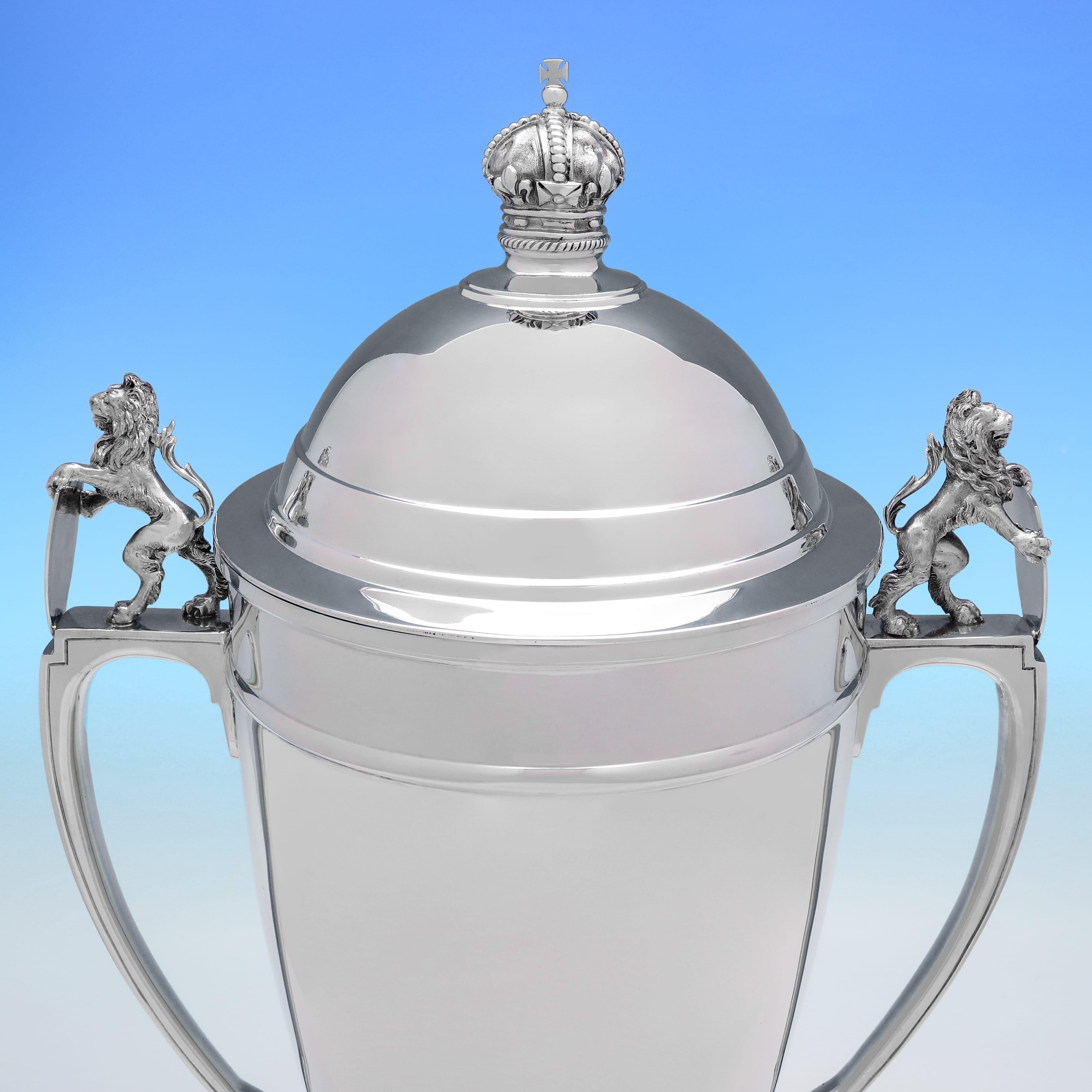Art deco sterling silver trophy cup and cover made by Mappin and Webb ...
