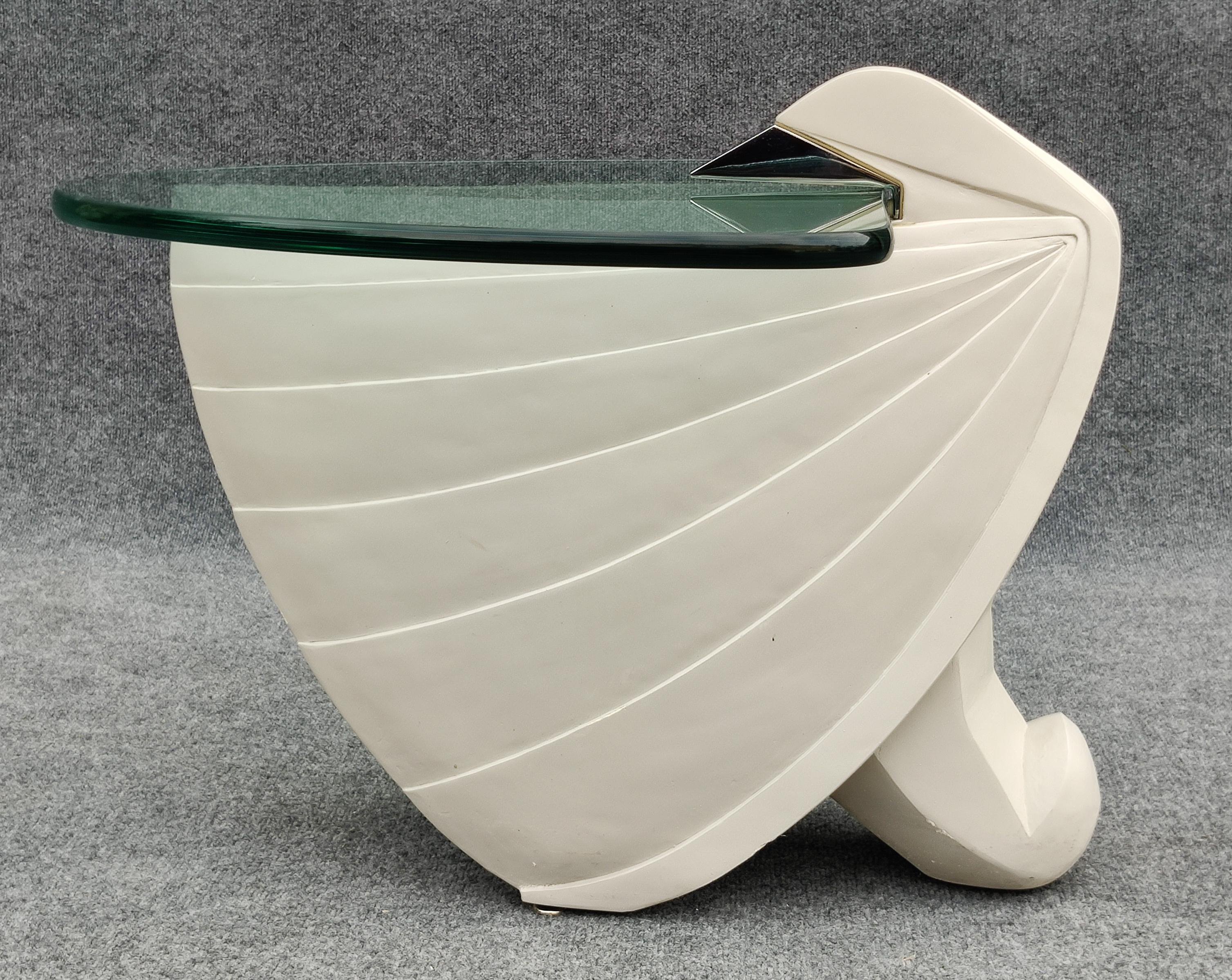 Art Deco Stone, Chrome, and Glass Swan Form Side Table Made in Italy ...