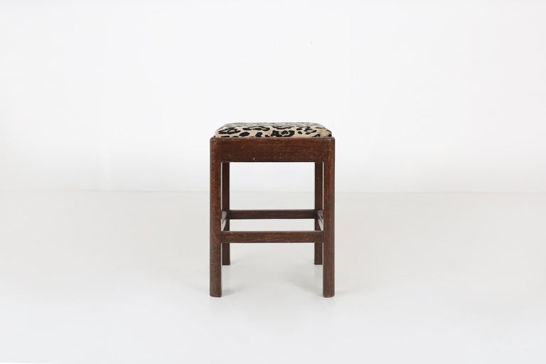 Art Deco Stool with Leopard Print Ca.1930 For Sale at 1stDibs