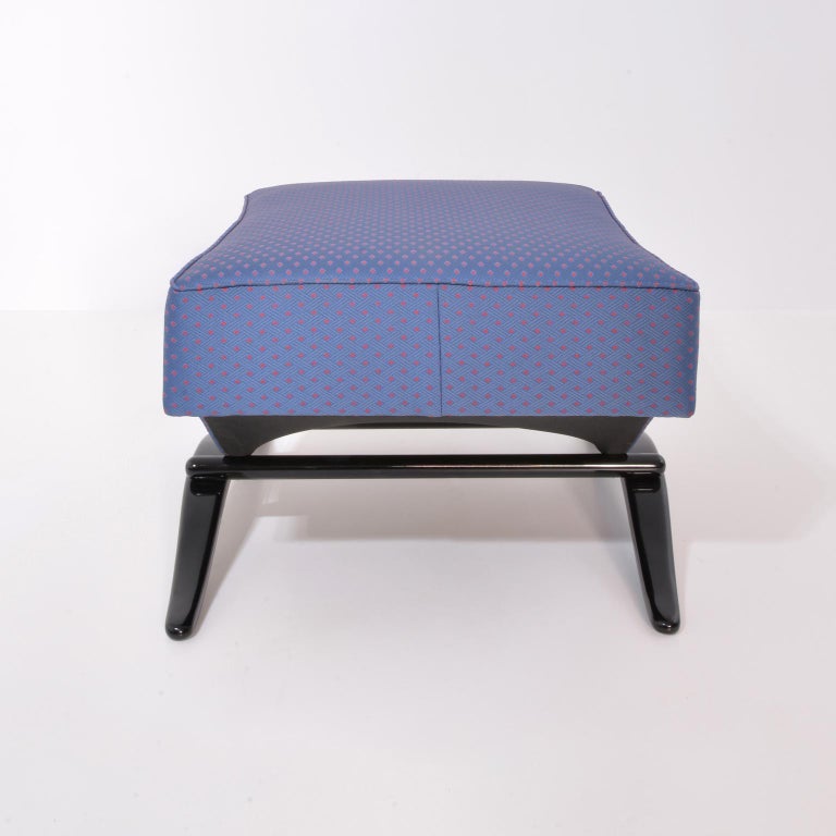 Art Deco Streamline Halabala Stool, High Gloss Lacquered Wood, Fabric ...