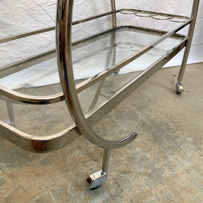 Art Deco Streamline Tubular Chrome and Glass Zeppelin Style Bar Cart or ...