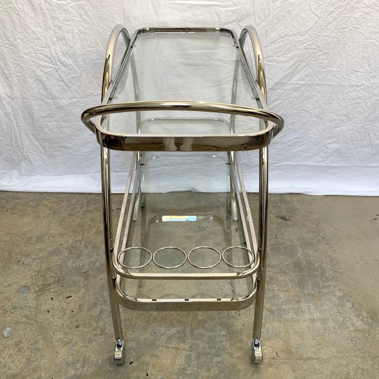 Art Deco Streamline Tubular Chrome and Glass Zeppelin Style Bar Cart or ...