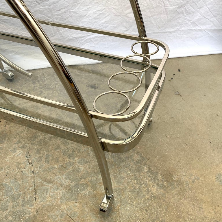 Art Deco Streamline Tubular Chrome and Glass Zeppelin Style Bar Cart or ...