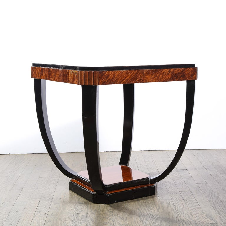 Art Deco Streamlined Cocktail Table in Bookmatched Burled Walnut and ...