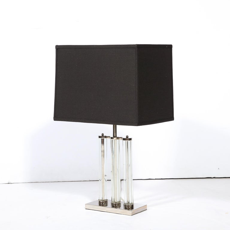 Art Deco Streamlined Cylindrical Form Table Lamp in Glass and Polished ...