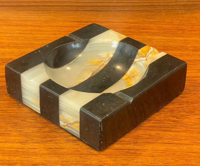 Art Deco Striped Marble Ashtray For Sale at 1stDibs