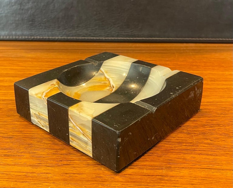 Art Deco Striped Marble Ashtray For Sale at 1stDibs