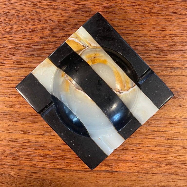 Art Deco Striped Marble Ashtray For Sale at 1stDibs