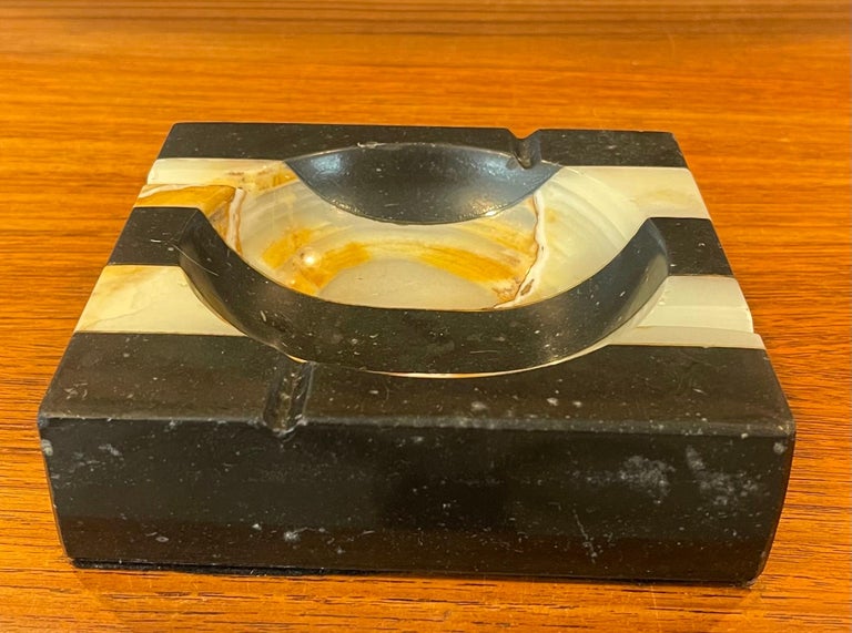 Art Deco Striped Marble Ashtray For Sale at 1stDibs