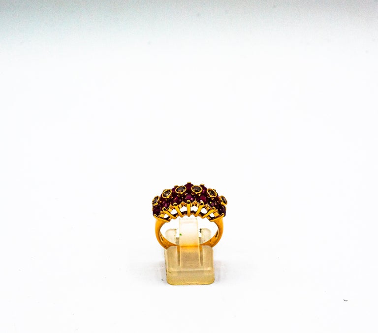 Art Deco Style 4.07 Carat Brown Diamond Ruby Yellow Gold Cocktail Ring ...
