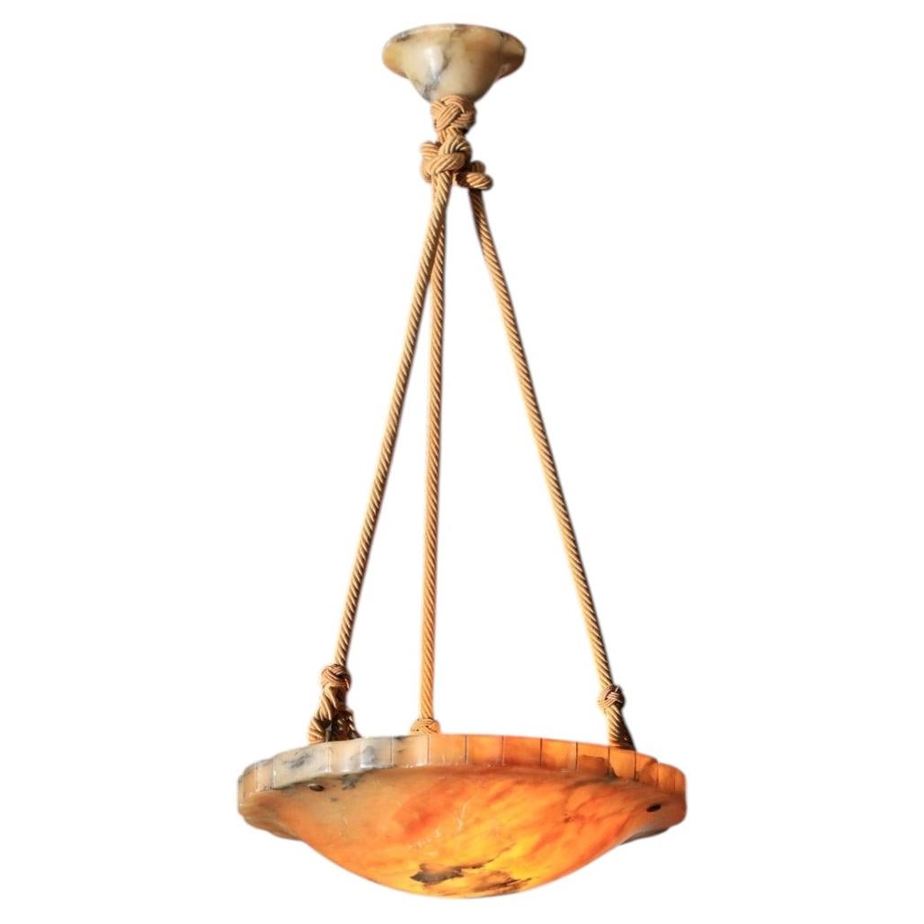 Art Deco style alabaster bowl pendant light from the 1940s at 1stDibs