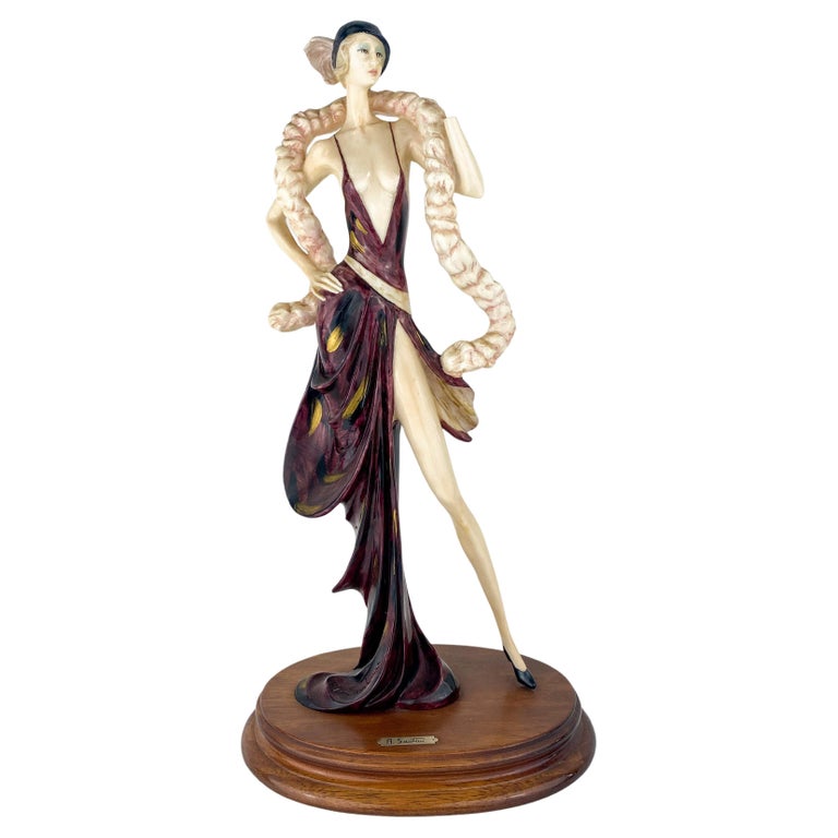 Art Deco Style Amilcare Santini Lady Alabaster Sculpture For Sale at ...
