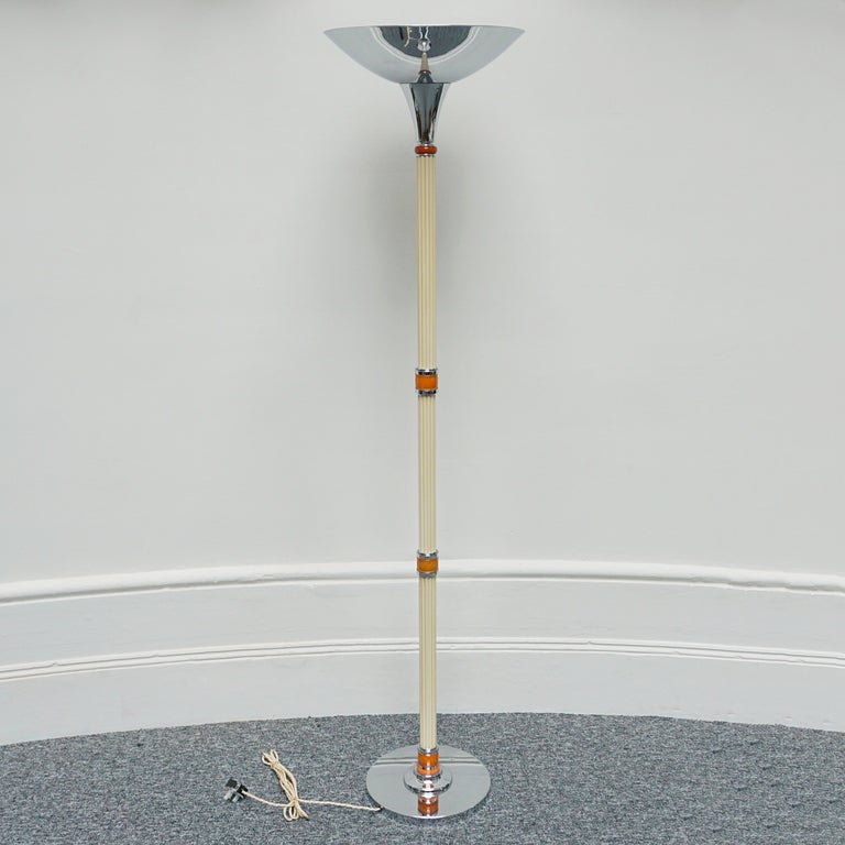 Art Deco Style Bakelite and Chromed Metal Uplighter Floor Lamp For Sale ...