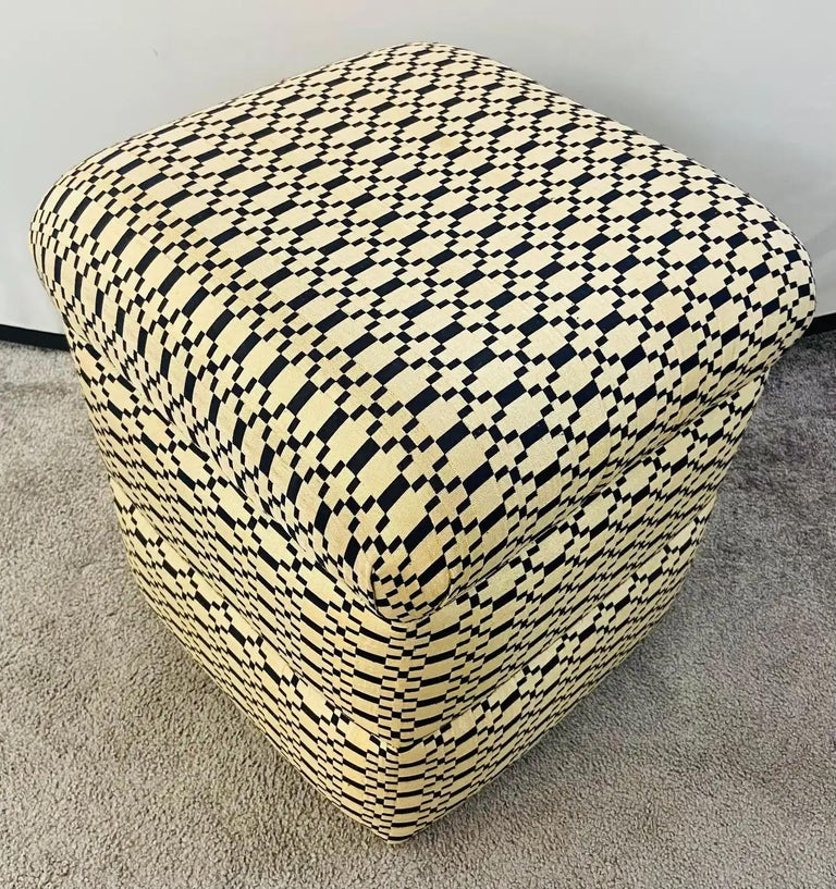 Art Deco Style Black and off White Cube Ottoman or Stool, Compatible ...