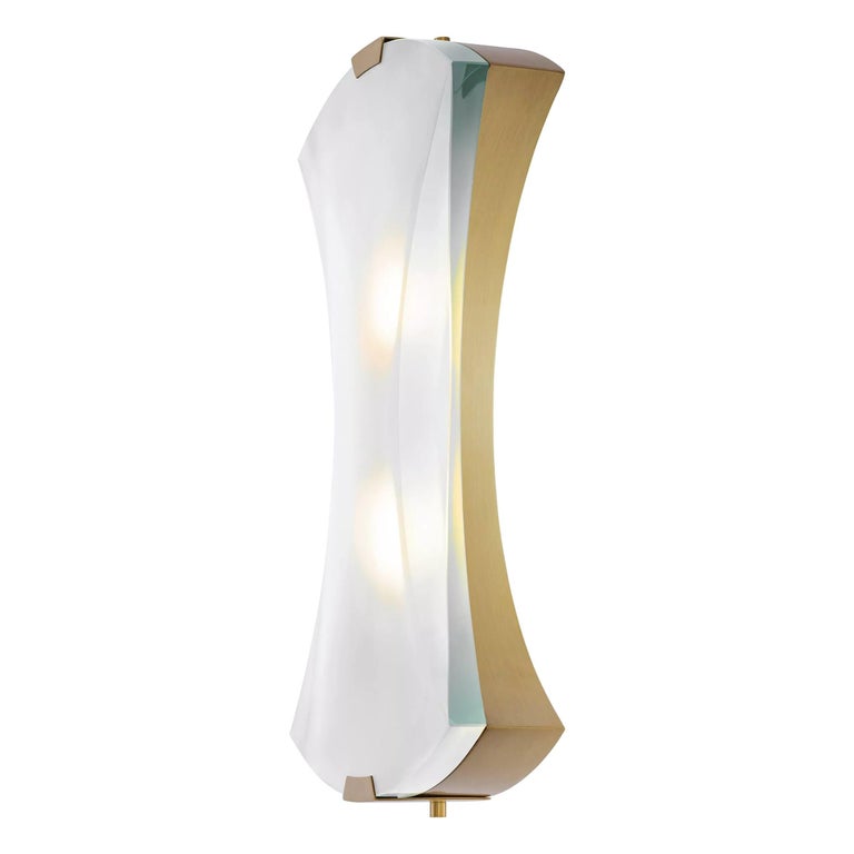 Art Deco Style Brass and Textured Glass Wall Light For Sale at 1stDibs