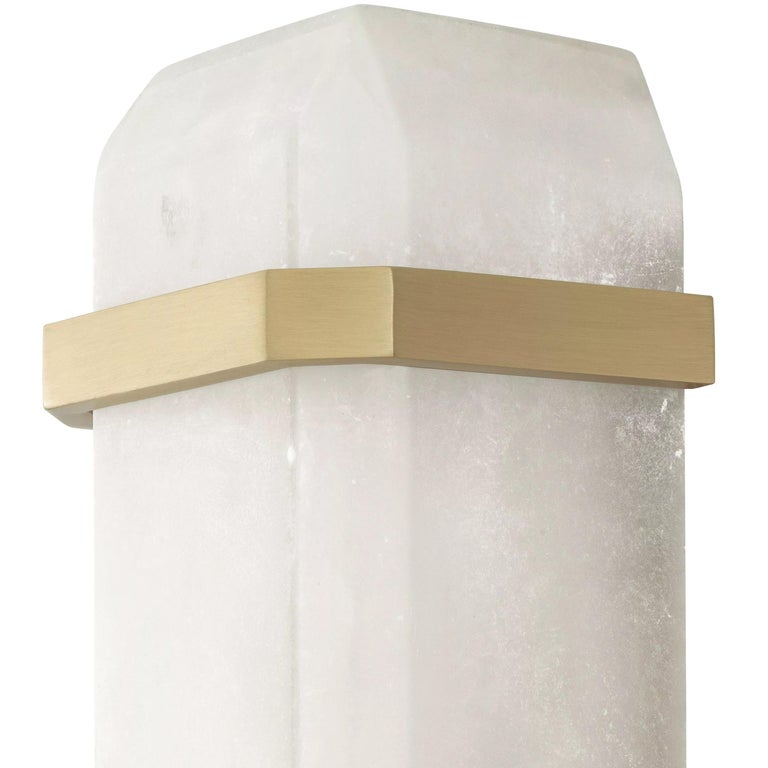 Art Deco Style Brass and White Alabaster Wall Light For Sale at 1stDibs