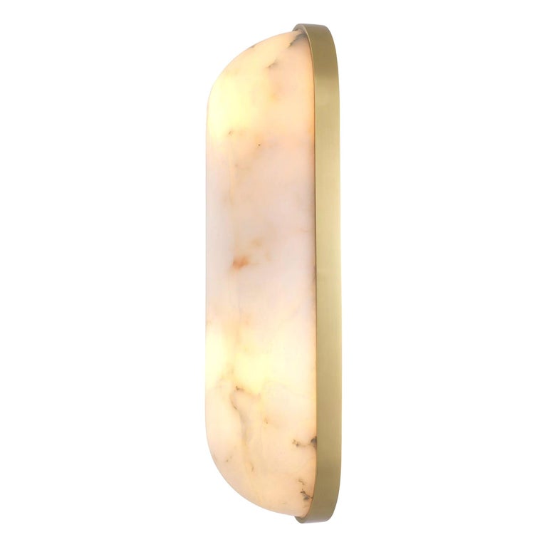 Art Deco Style Brass and White Alabaster Wall Light For Sale at 1stDibs