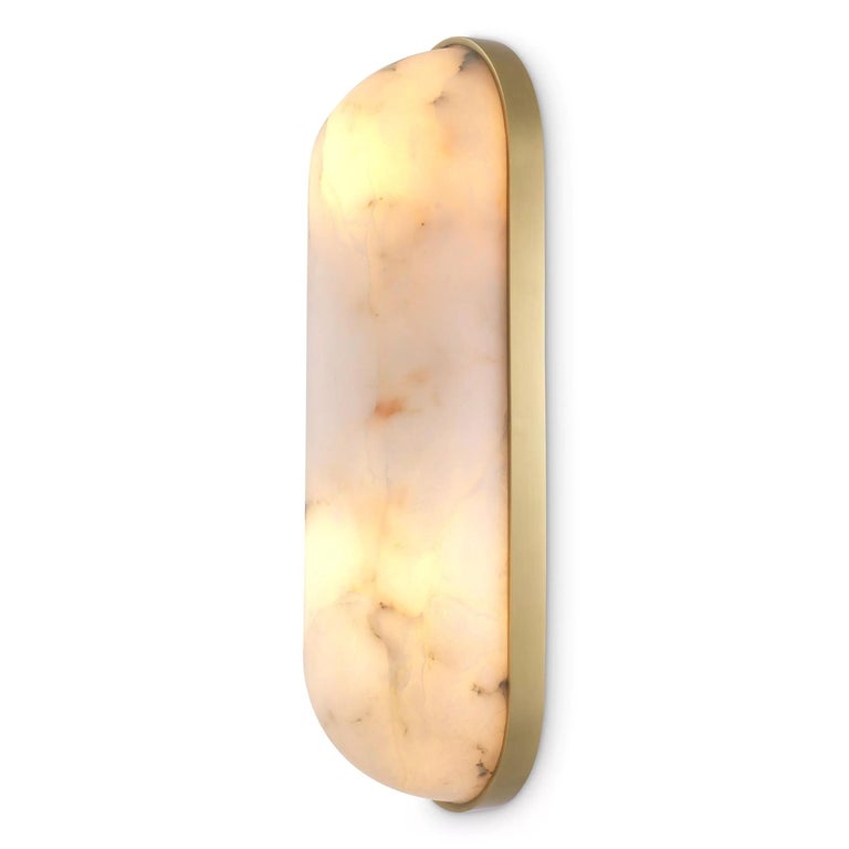 Art Deco Style Brass and White Alabaster Wall Light For Sale at 1stDibs