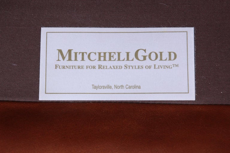 Art Deco Style Brown Leather Club Chair by Mitchell Gold at 1stDibs