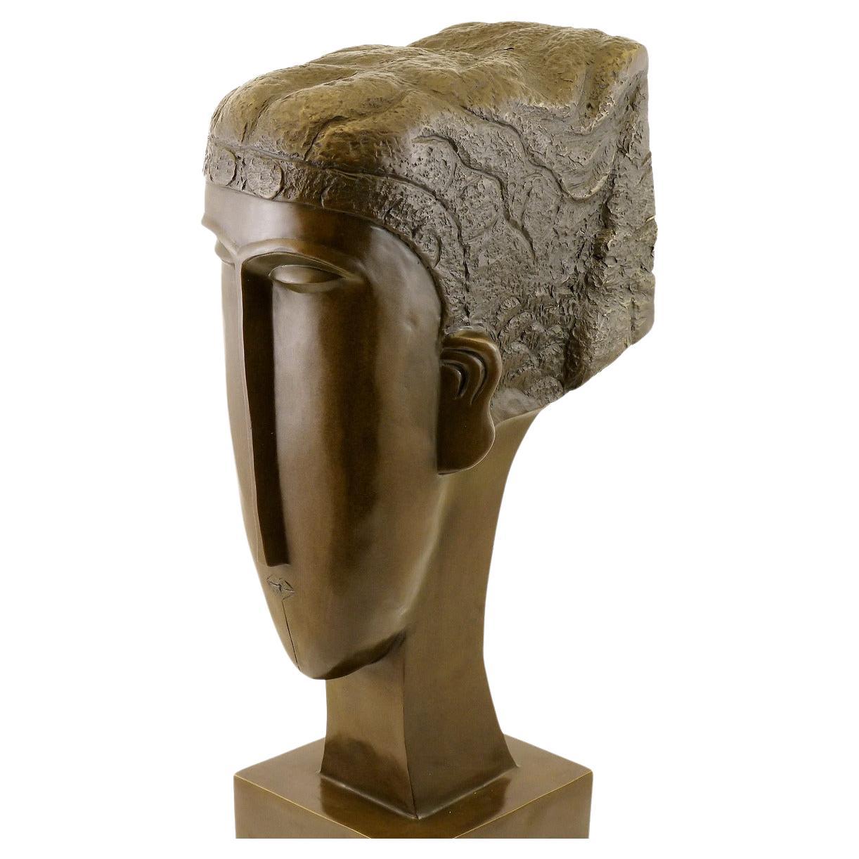 Erwin Meijer - Blockhead Bronze Sculpture Contemporary Face Cubist ...