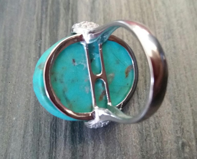 Customizable Art Deco Style Carved Turquoise Blue Sapphire Cab Gold ...