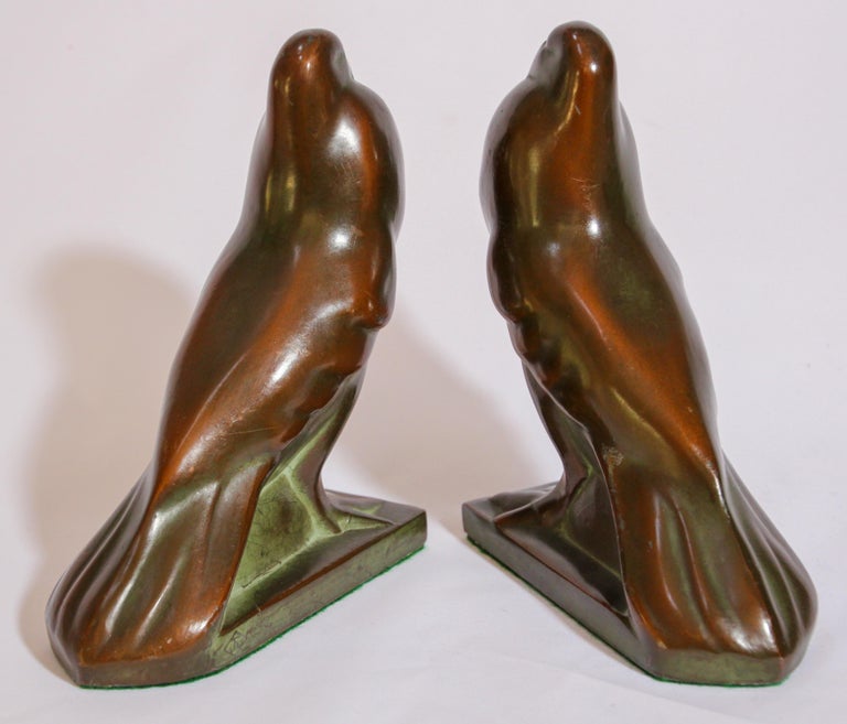 Art Deco Style Cast Bronze Birds Bookends at 1stDibs