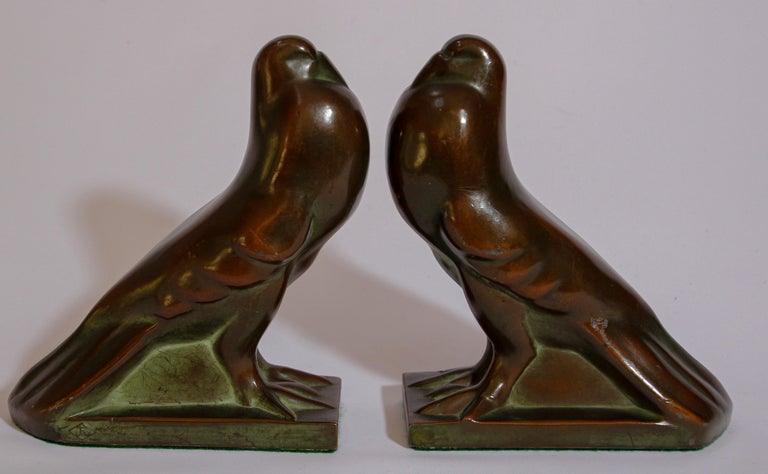 Art Deco Style Cast Bronze Birds Bookends at 1stDibs