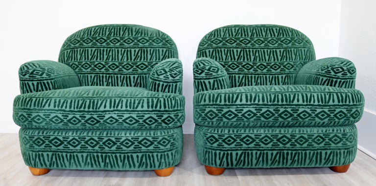 Art Deco Style Clyde Pearson Pair Velvet Larsen Style Club Lounge ...