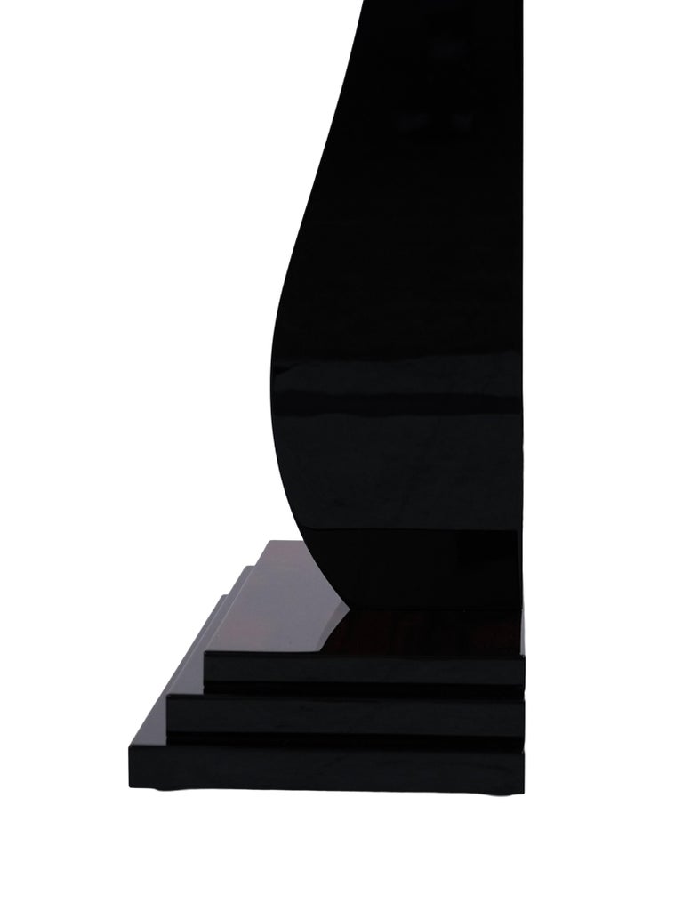 Art Deco Style Console Table in Black Piano Lacquer and Real Wood ...