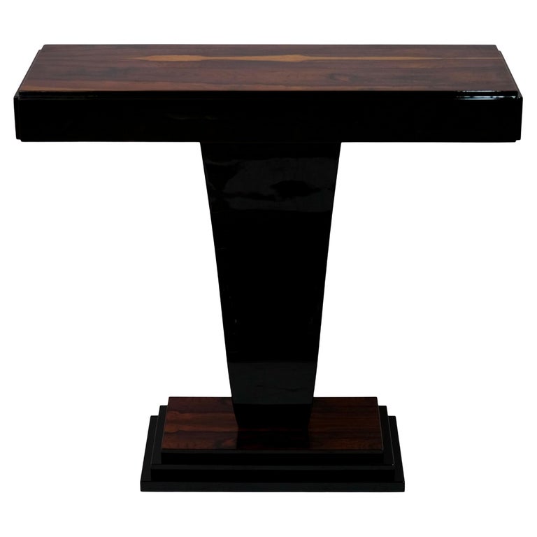 Art Deco Style Console Table in Black Piano Lacquer and Real Wood ...