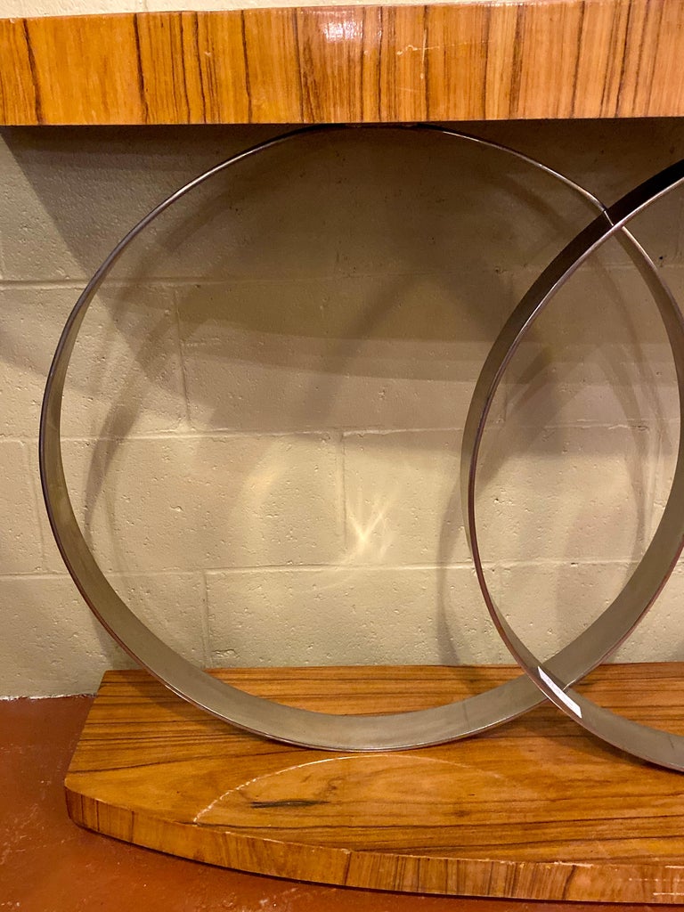 Art Deco Style Console Table Mid Century Modern Heavy Three Chrome ...