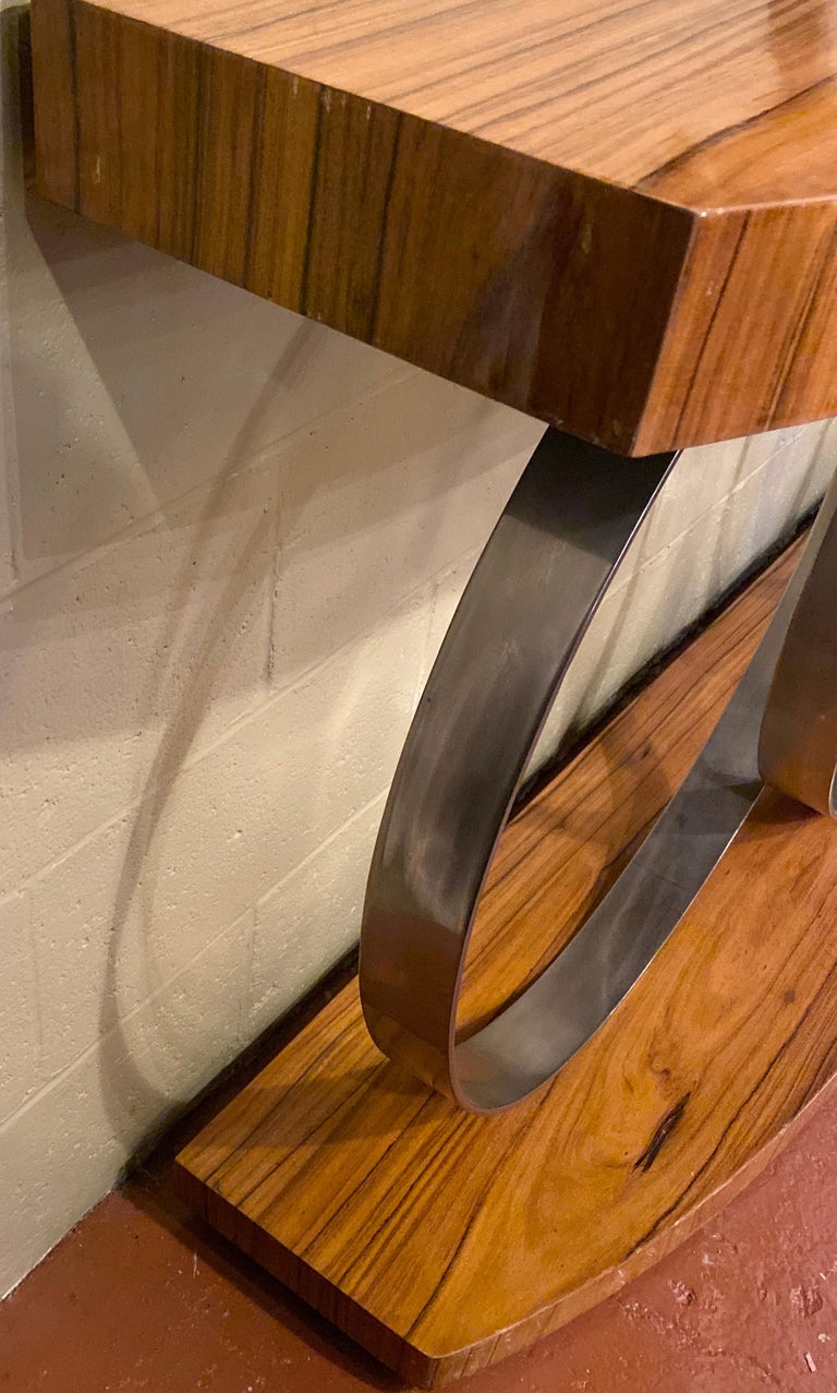 Art Deco Style Console Table Mid Century Modern Heavy Three Chrome ...