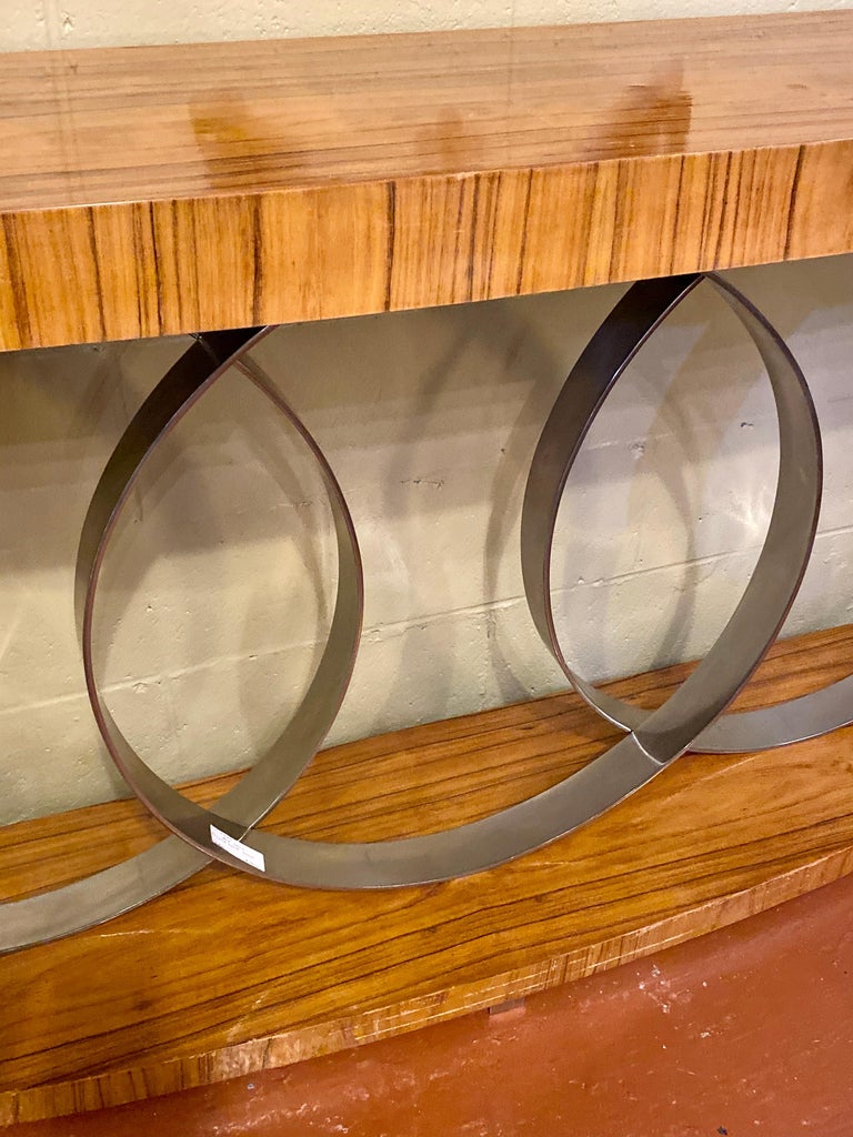 Art Deco Style Console Table Mid Century Modern Heavy Three Chrome ...