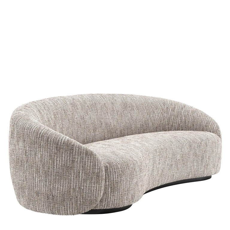 Art Deco Style Curved Sofa in Black Wooden Base and Fabric For Sale at ...