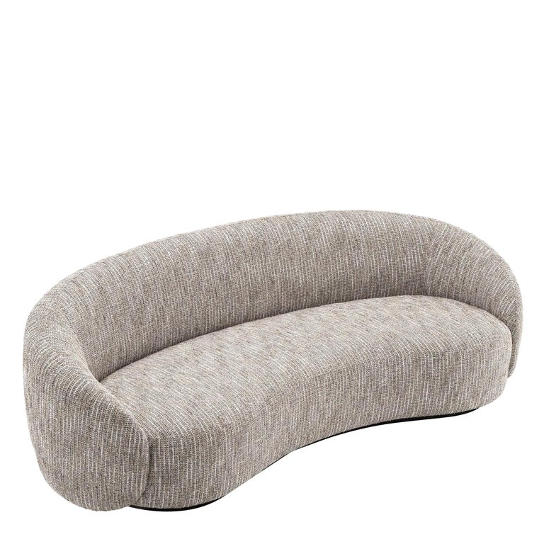 Art Deco Style Curved Sofa in Black Wooden Base and Fabric For Sale at ...