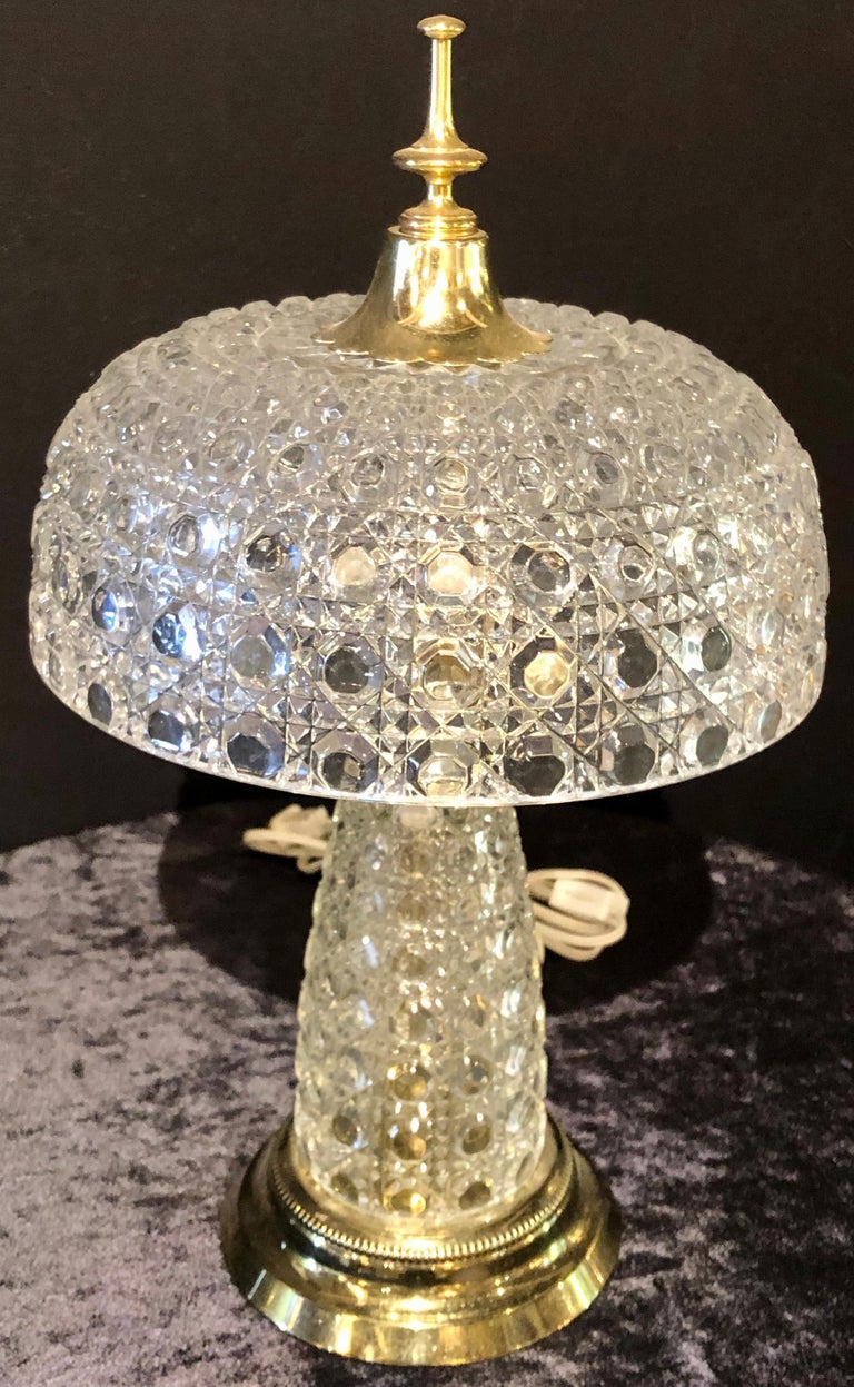 Art Deco Style Cut Crystal Dome Shaped Desk Lamp For Sale at 1stDibs
