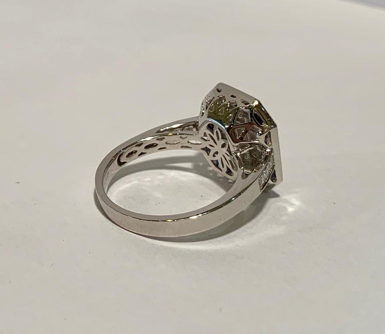 Art Deco Style Diamond and Blue Sapphire Calibre Cut 18 Karat White ...