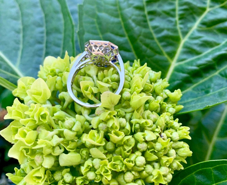 Art Deco Style Diamond and Blue Sapphire Calibre Cut 18 Karat White ...