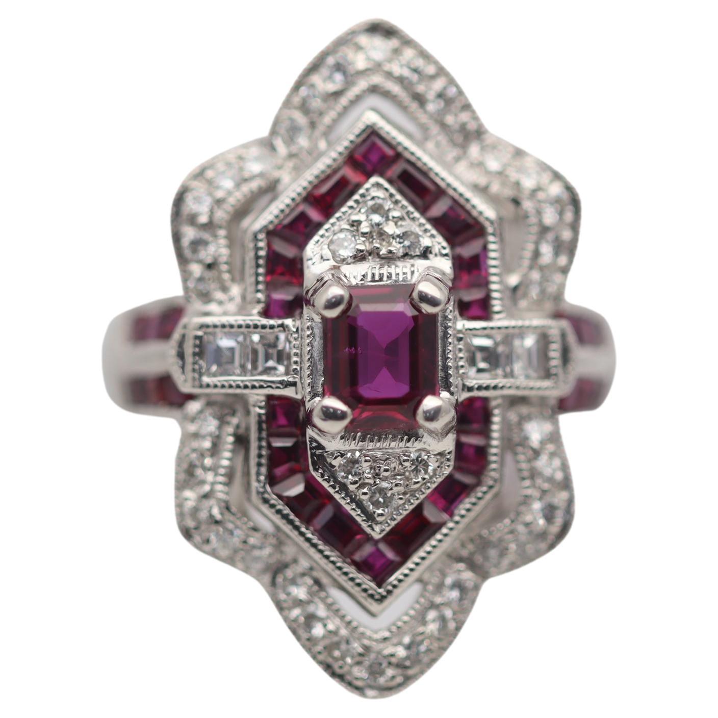 Art Deco Russian Ruby Diamond Gold Platinum Wing Ring at 1stDibs ...