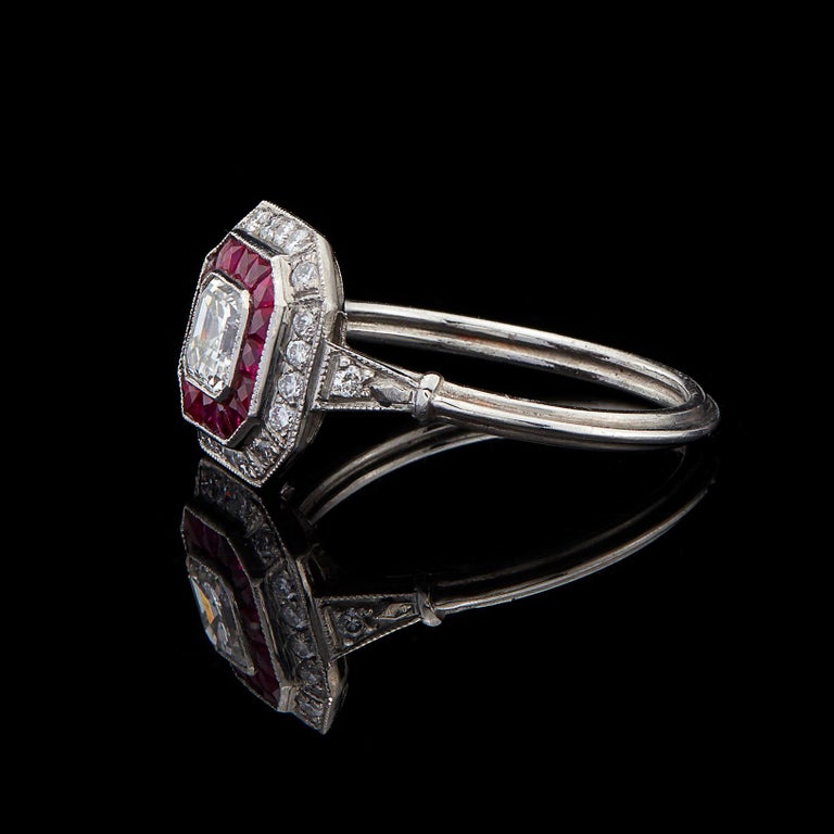 Art Deco Style Diamond and Ruby Ring at 1stDibs | art deco ruby ring ...
