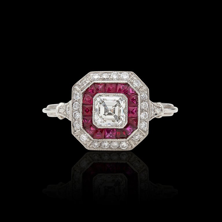 Art Deco Style Diamond and Ruby Ring at 1stDibs | art deco ruby ring ...