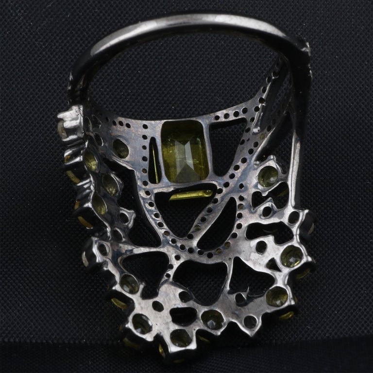 Art Deco Style Diamond Silver Lemon Quartz Wedding and Party Cocktail ...