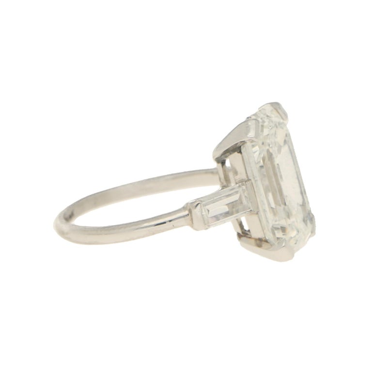 GIA Certified Art Deco Style Diamond Step Cut Engagement Ring Set in ...