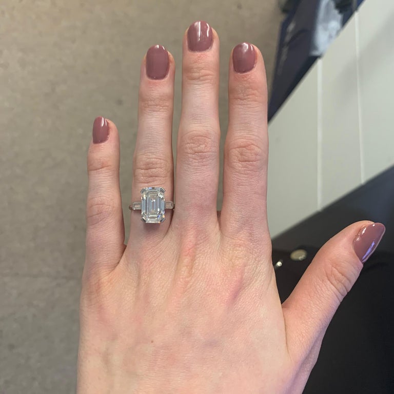 GIA Certified Art Deco Style Diamond Step Cut Engagement Ring Set in ...