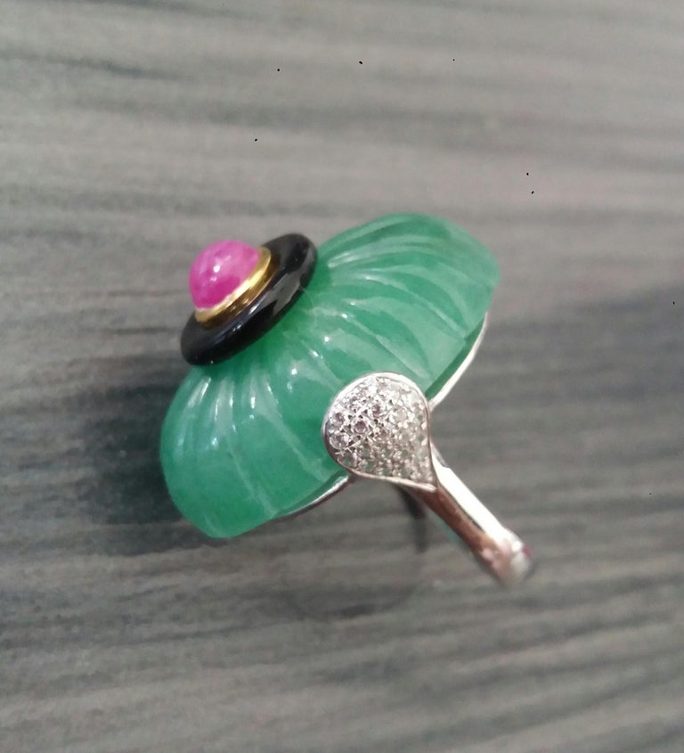 Customizable Art Deco Style Engraved Jade Black Onyx Ruby Cab Gold ...