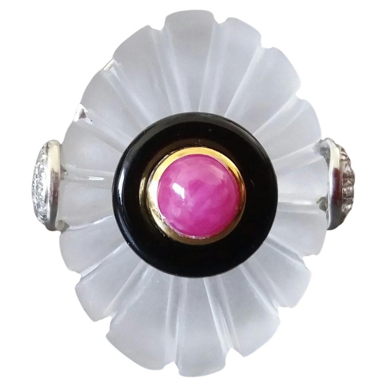 Customizable Art Deco Style Engraved Quartz Black Onyx Ruby Cab Gold ...