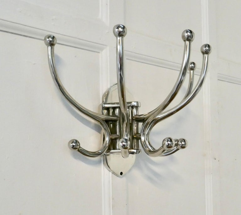 Art Deco Style French Chrome Coat Rack, Hat and Coat Hooks at 1stDibs